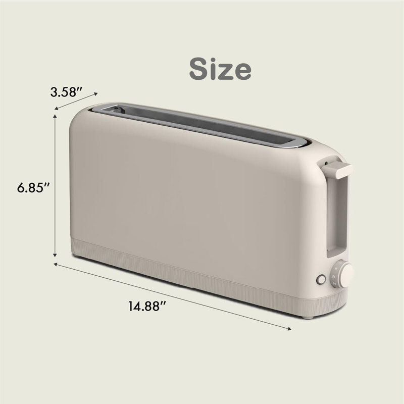 PISILY 2 Slice Slim Bread Toaster, 10"Long Slot, 6 Setting Shade Control with Reheat & Cancel ...